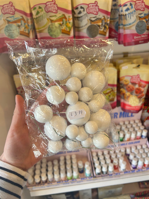 White Balls on Wires – Windsor Cakecraft