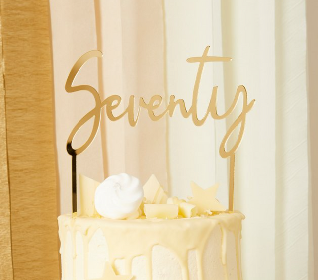 Gold 'Seventy' Acrylic Cake Topper – Windsor Cakecraft
